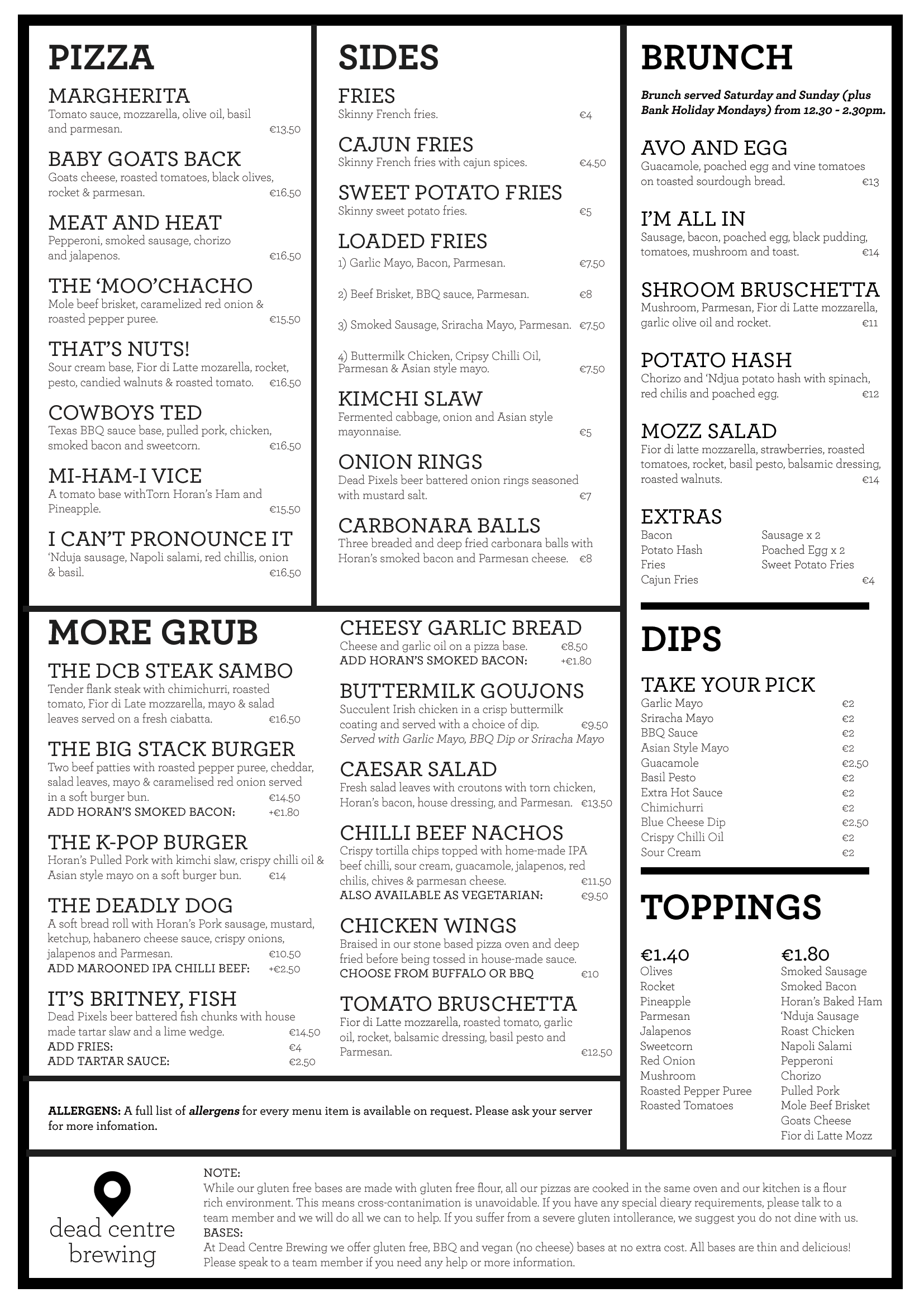 menu - Dead Centre Brewing